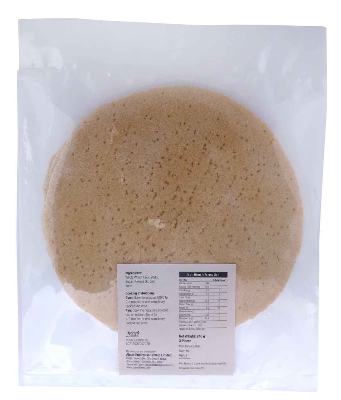 Whole Wheat Pizza Base – Baska Foods